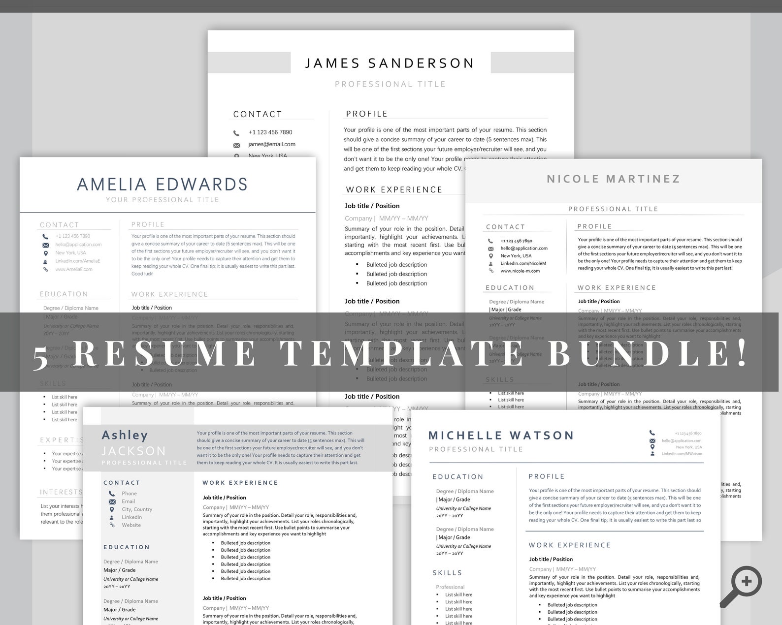 CV TEMPLATE Bundle Resume Word. Professional Resume Bundle. Minimalist ...