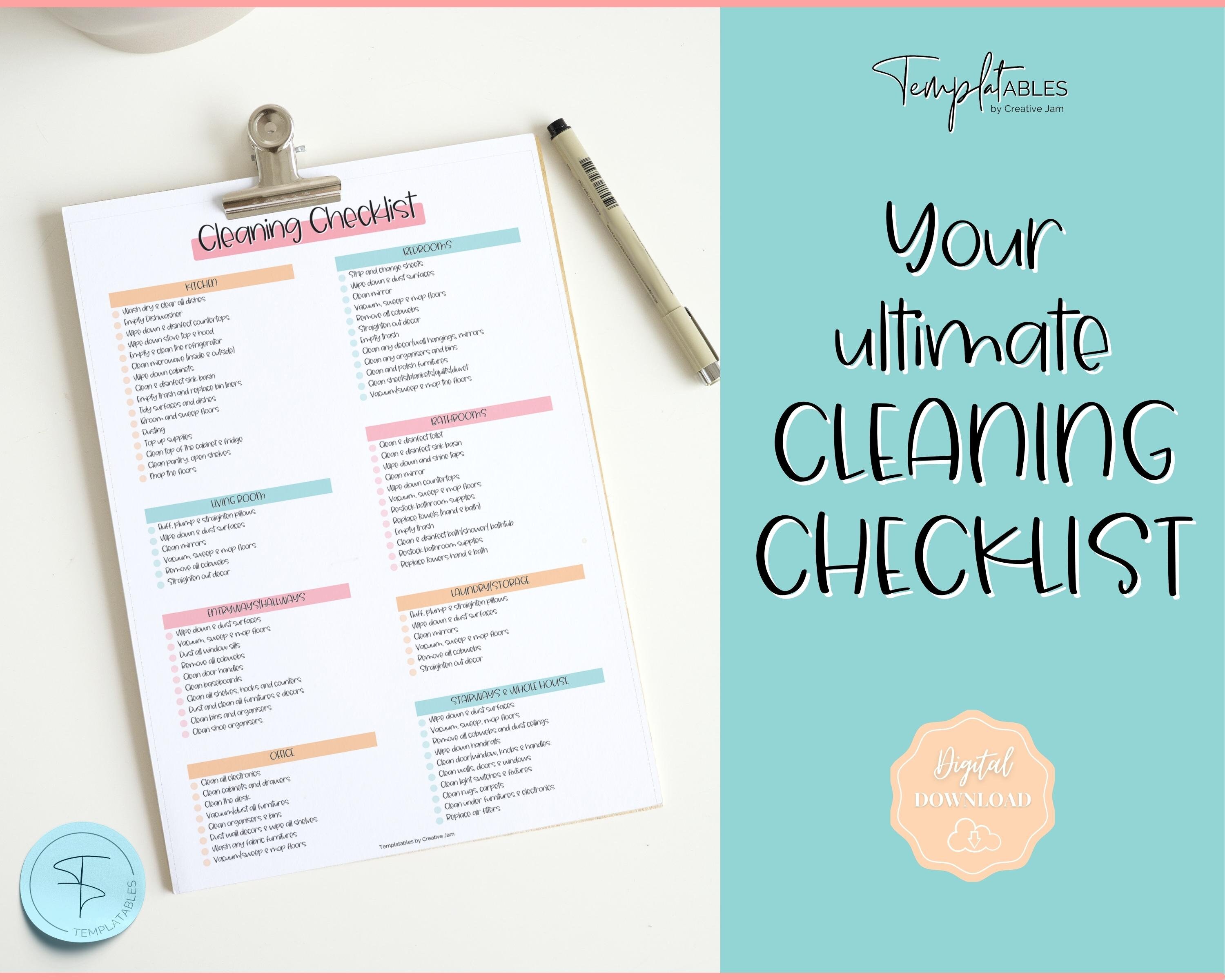 Cleaning Checklist Printable, Cleaning Planner, Master Cleaning ...