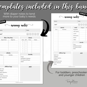 Nanny Notes Template, Nanny Schedule & Report for Baby, Babysitter Info ...