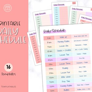 Daily Schedule, Kids Homeschool Weekly Planner, Daily Routine Template ...