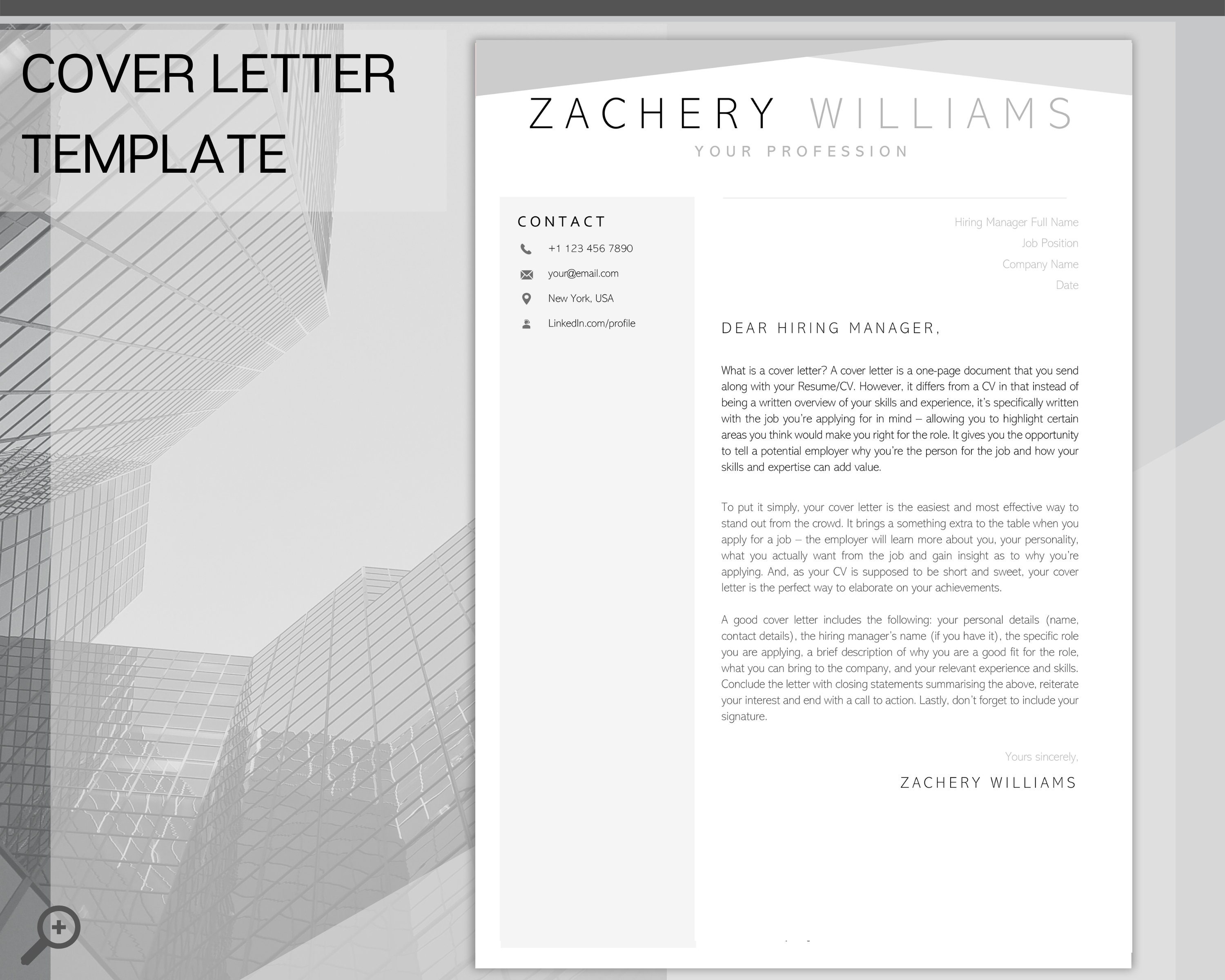 2 Page Resume Template Word. CV Template Professional, CV Design ...