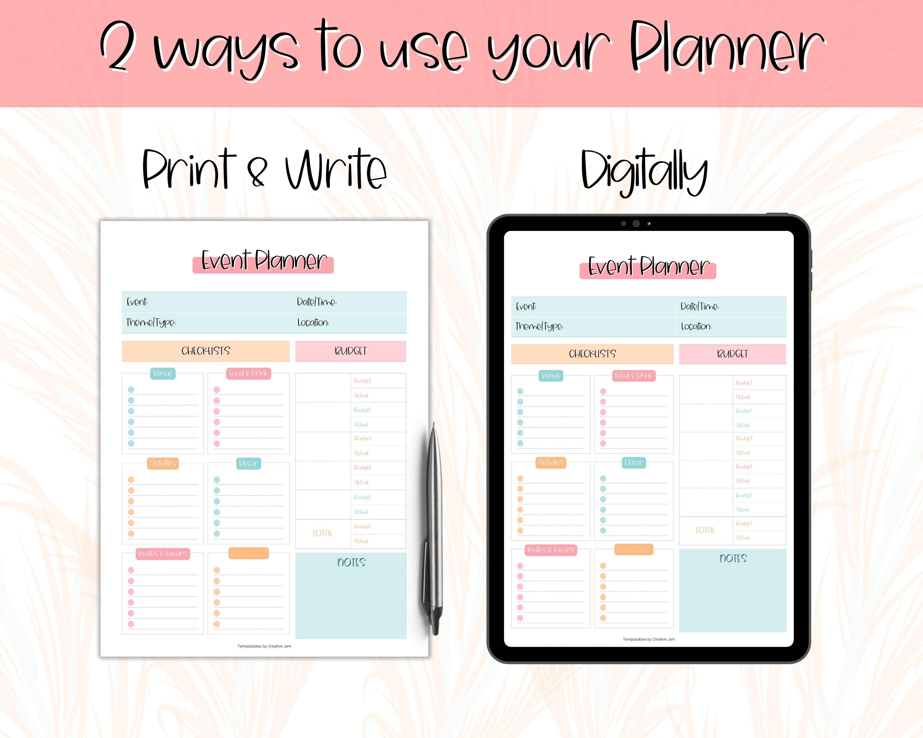 Event Planner Template, Printable Party Planner, Birthday, Wedding ...