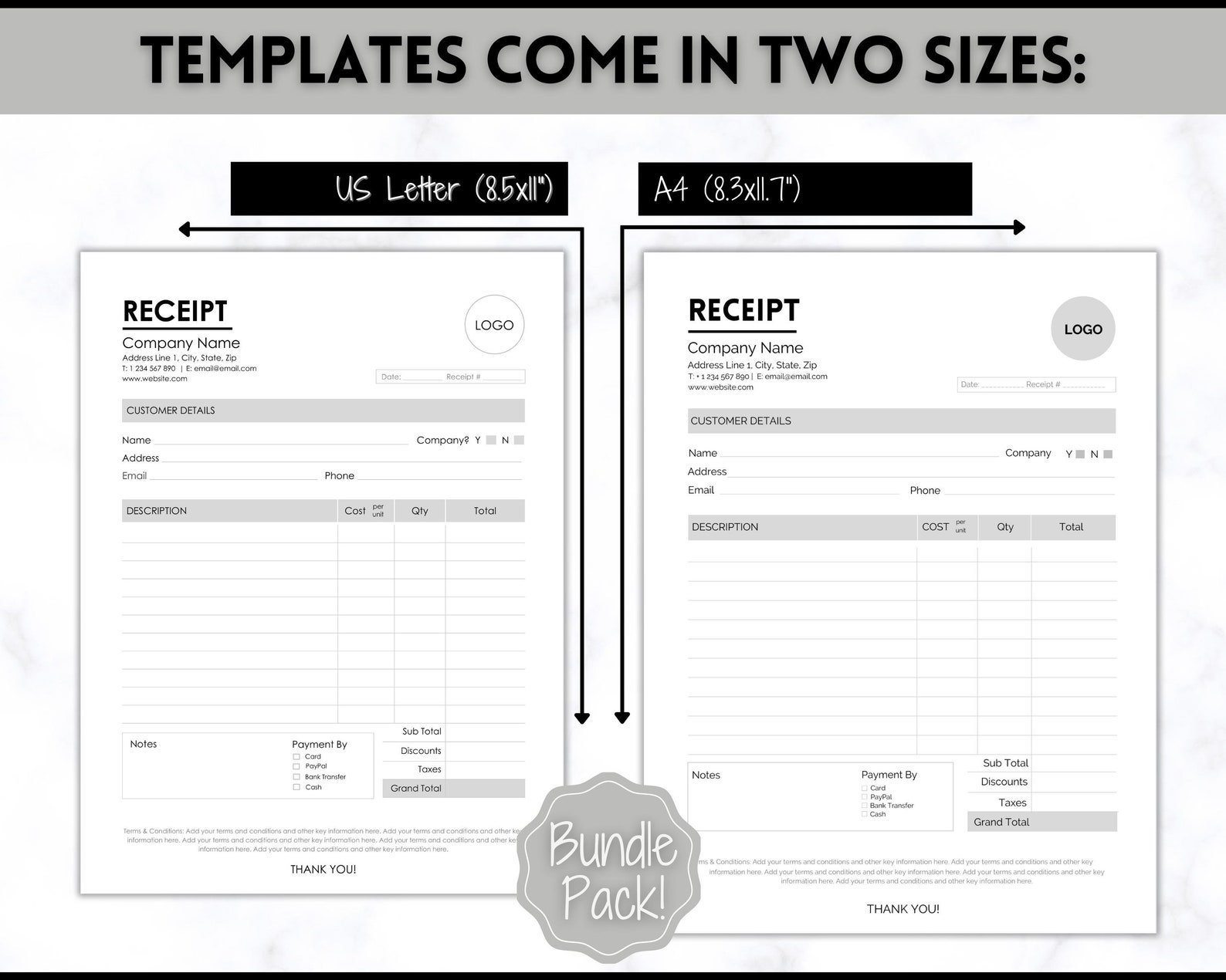 EDITABLE Receipt Template Receipt Form Small Business - Etsy UK