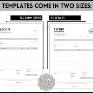 Small Business Receipt Template, EDITABLE Receipt Form, Invoice Order ...