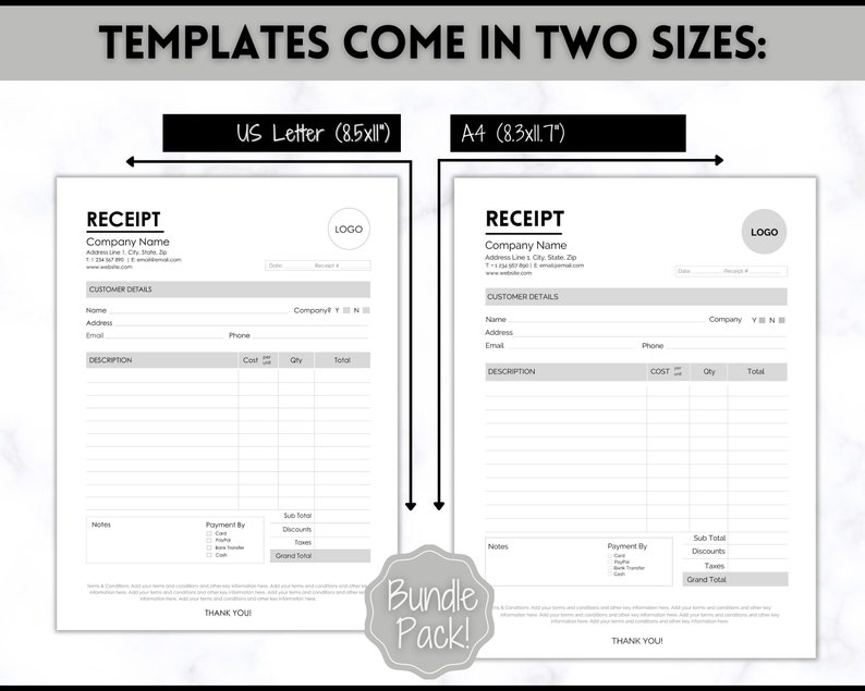 EDITABLE Receipt Template Receipt Form Small Business - Etsy UK