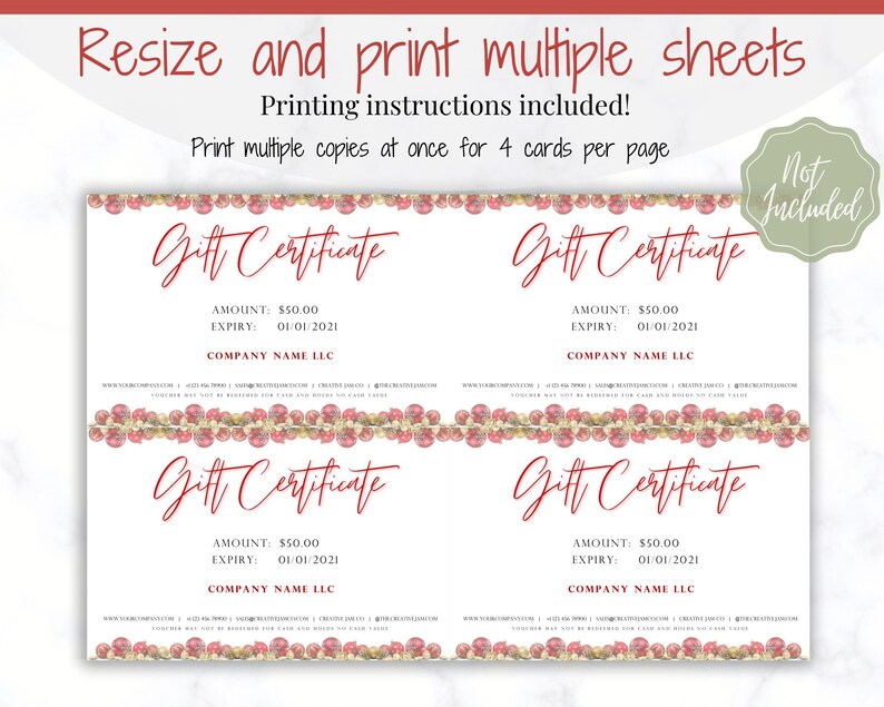 Gift Certificate Template & Thank You Card. Editable CHRISTMAS | Etsy