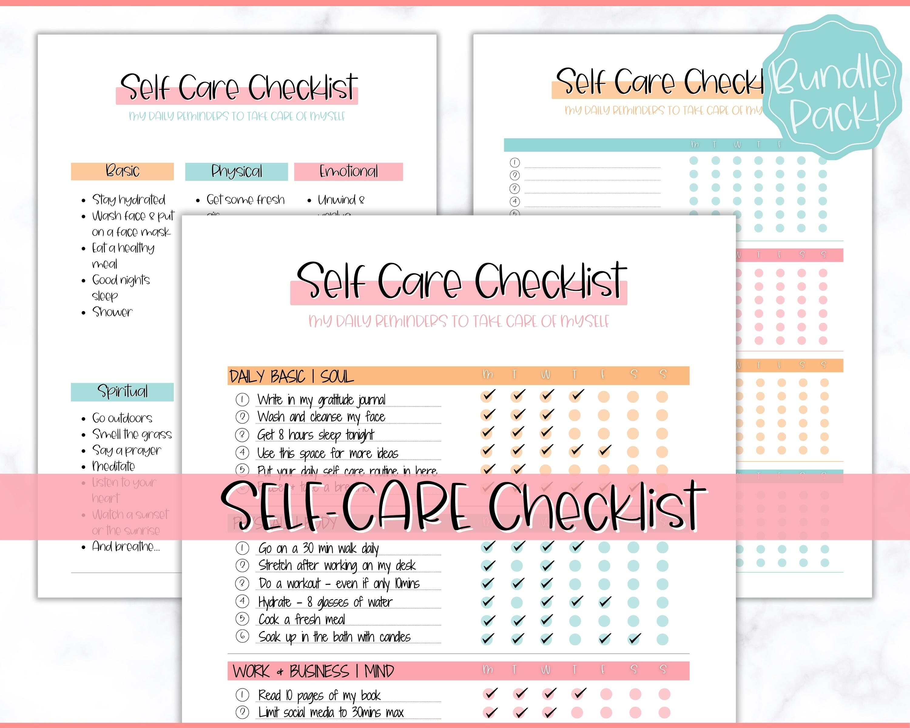 A5 Self Care Planner Self-care Checklist Selfcare Journal - Etsy UK