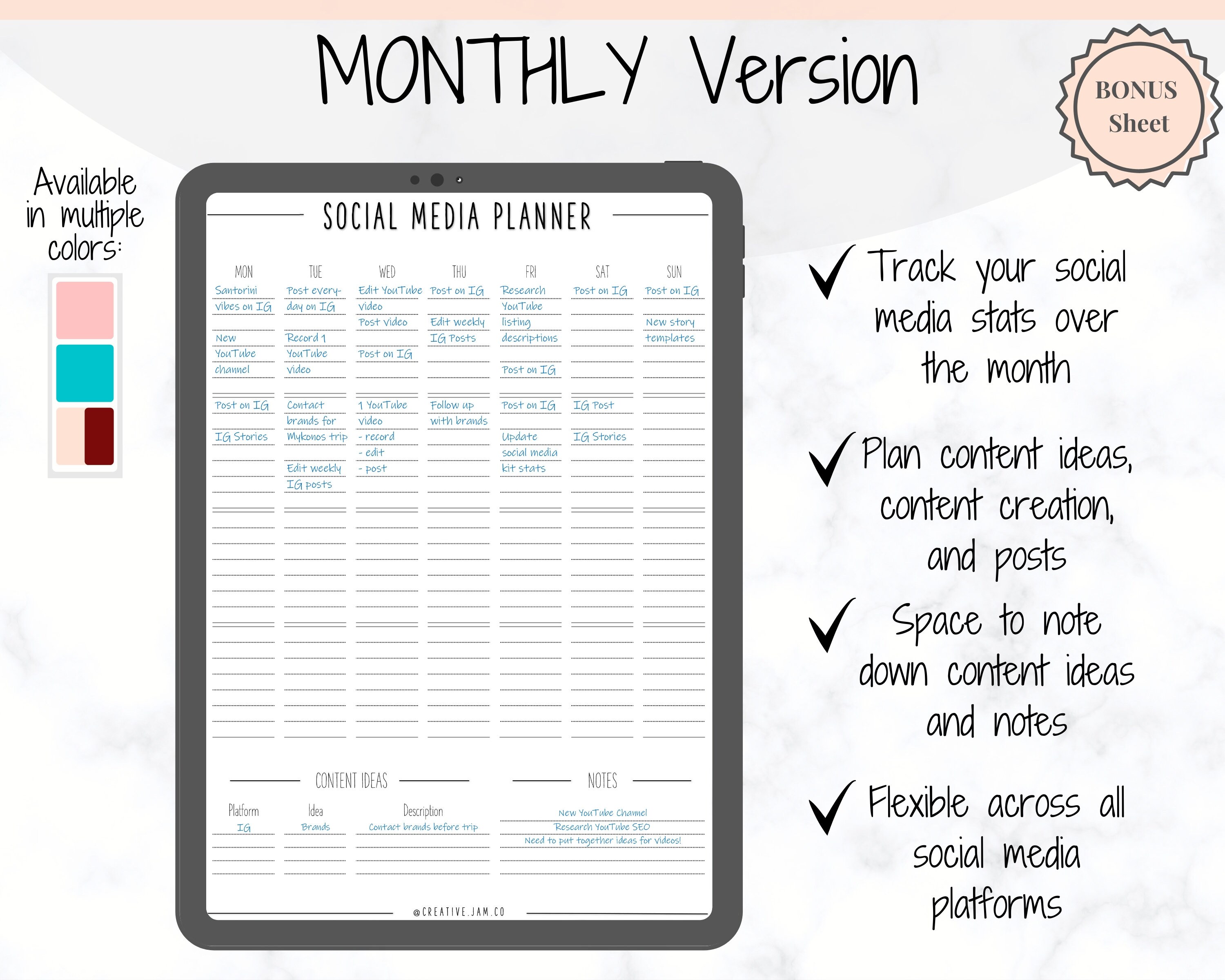 Social Media Planner Printable. Tracker for Instagram - Etsy UK