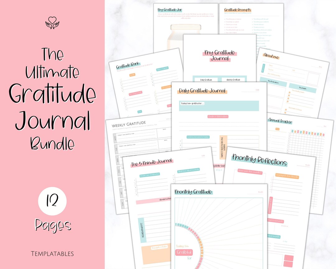 Printable Gratitude Journal BUNDLE! Mindfulness Log, Gratitude Template ...