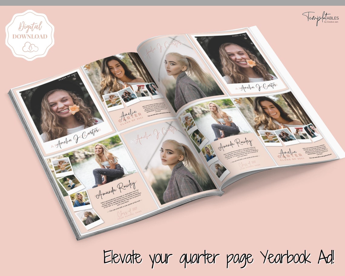 QUARTER Page Yearbook Template Senior & High School | Etsy