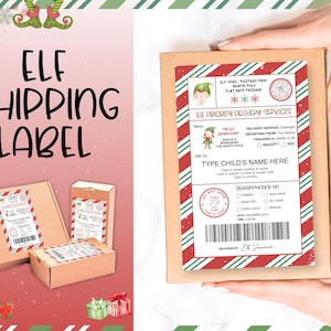 Elf Shipping Label, EDITABLE TEMPLATE, North Pole Mail Sticker, Elf ...