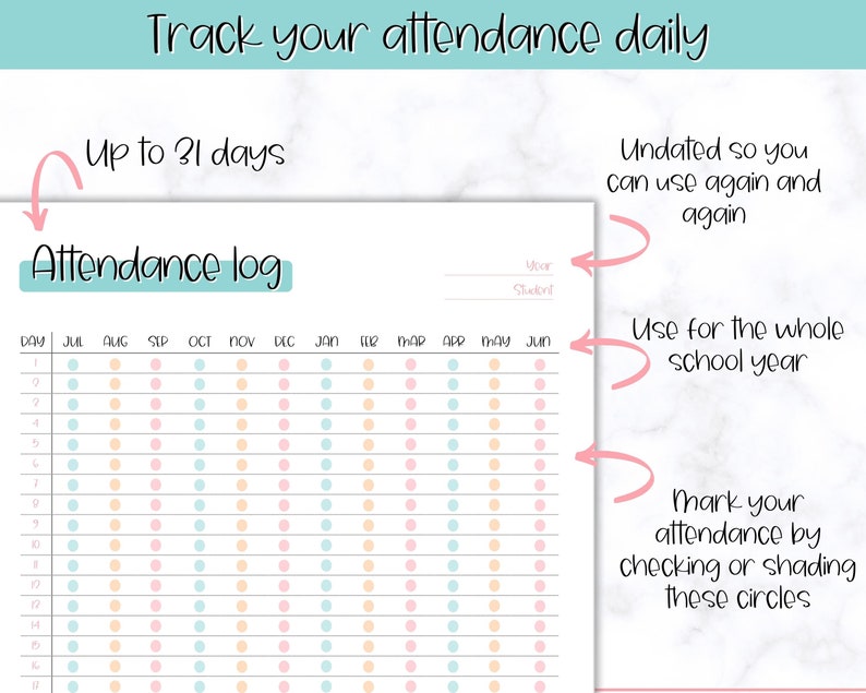 Attendance Log Attendance Tracker Sheet Printable Record - Etsy