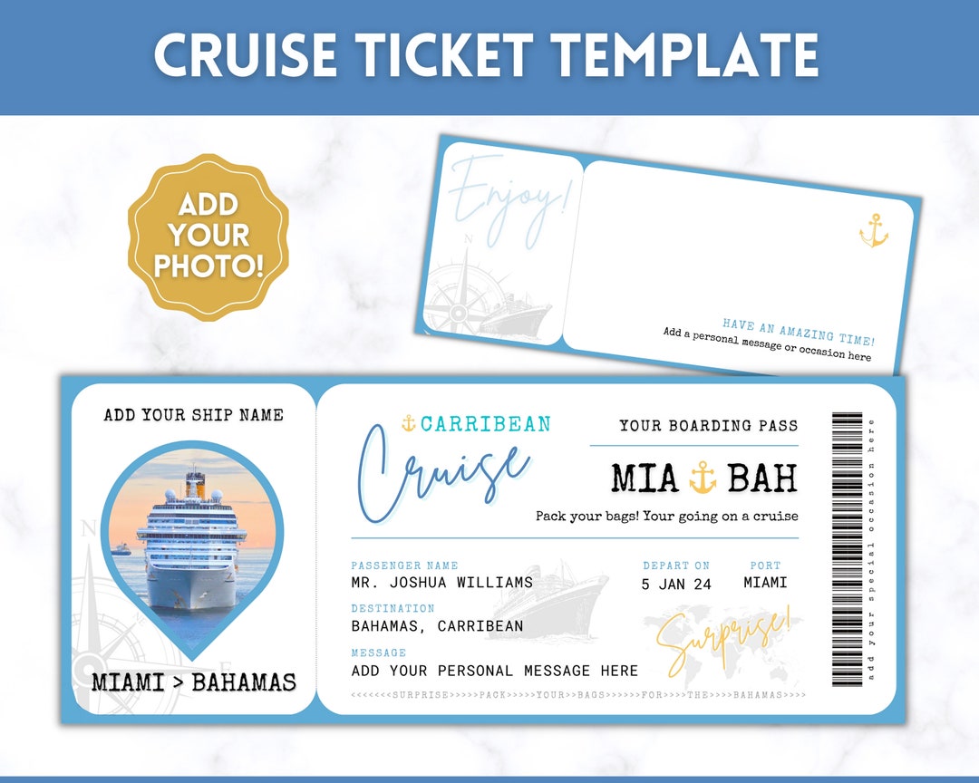 CRUISE Boarding Pass, EDITABLE Cruise Ticket Template, Cruise Ticket ...