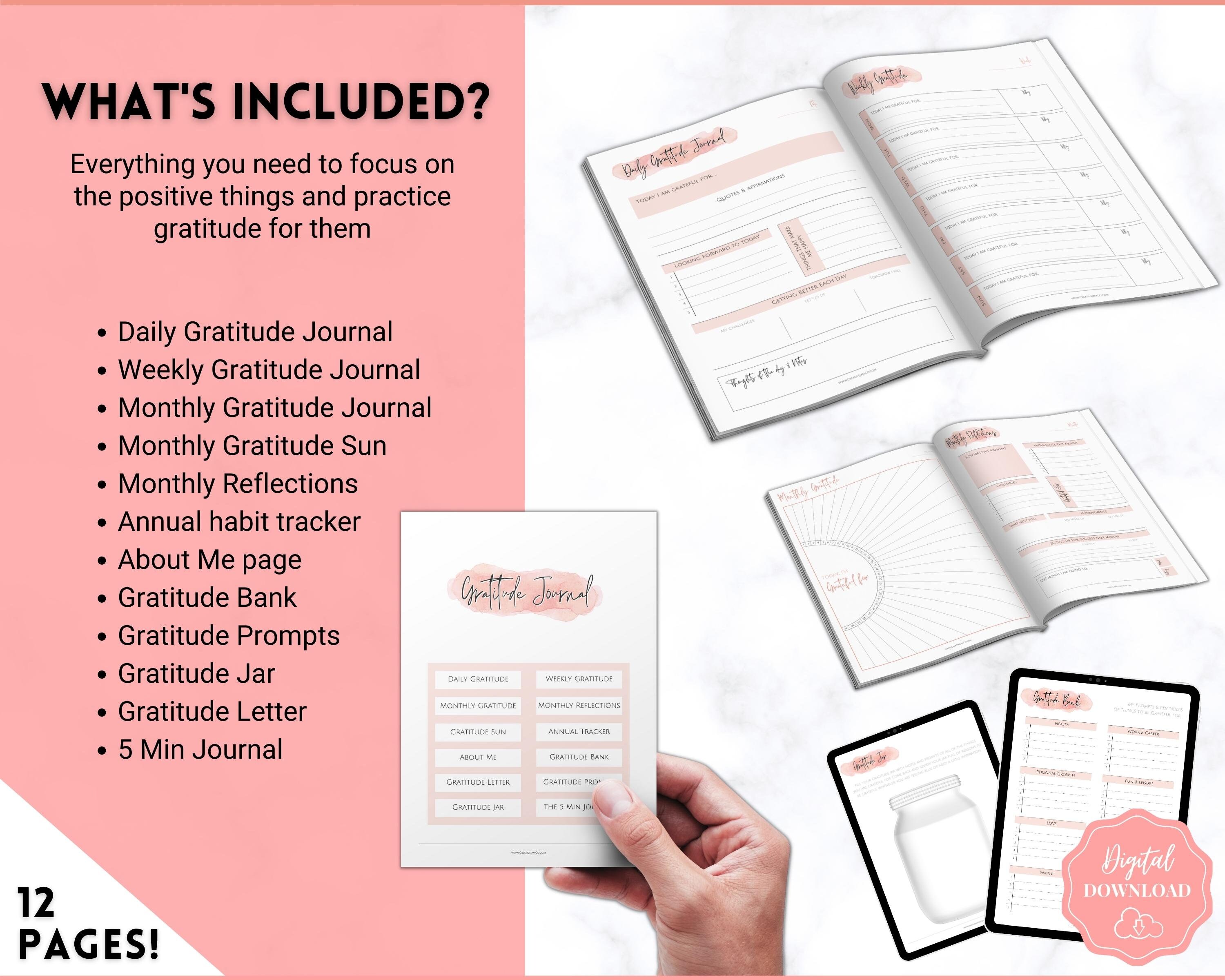 Gratitude Journal Printable BUNDLE Mindfulness Log Gratitude | Etsy ...