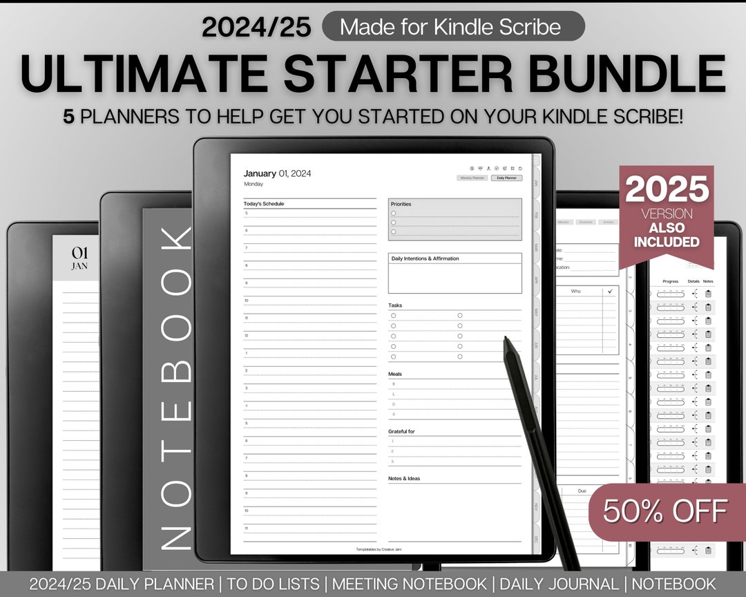 Kindle Scribe | Template STARTER BUNDLE, 2024 2025 Daily Planner ...