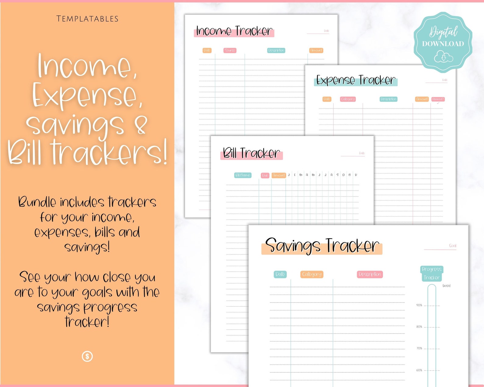 Finance Planner BUNDLE Budget Planner Templates, Financial Savings ...