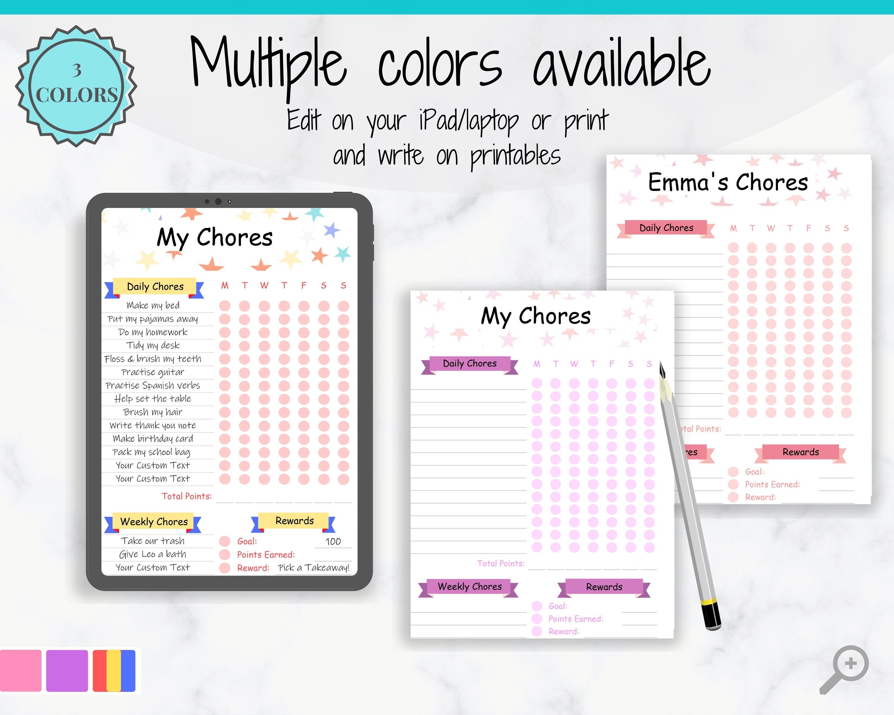 Girls Chore Chart. Behaviour Chart. Chore Chart for Kids. - Etsy