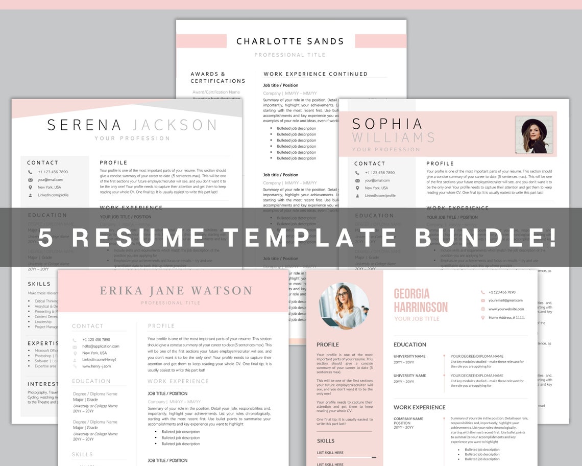 Resume BUNDLE Resume Template Word. Professional CV Template. | Etsy