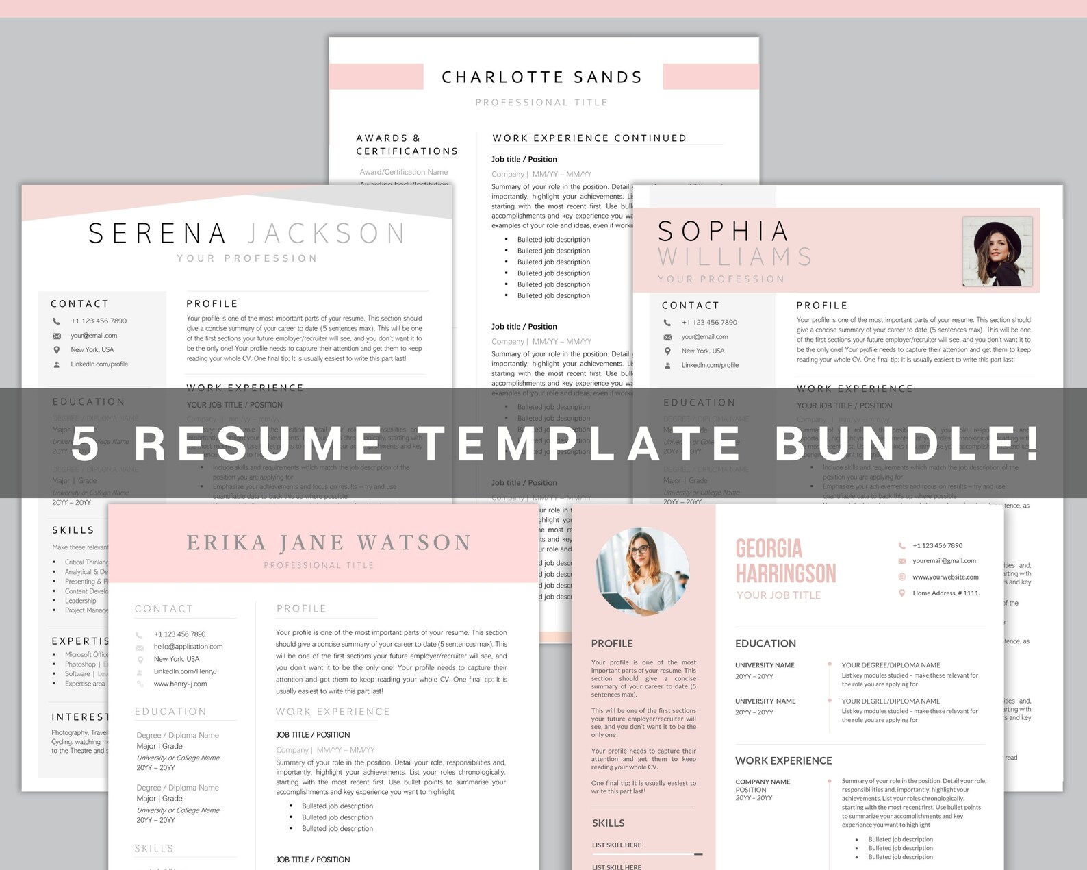 Resume BUNDLE Resume Template Word. Professional CV Template. | Etsy