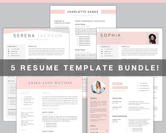 Resume Template Word BUNDLE. Resume Bundle. Professional CV - Etsy UK