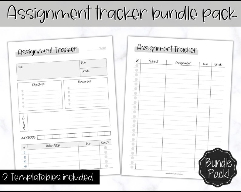 Assignment Planner BUNDLE Printable Assignment Tracker for - Etsy