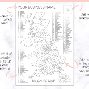 EDITABLE UK Postcode Sales Map, Business Colour in Map, Etsy Sales ...