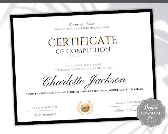 Certificate Of Completion Of Training