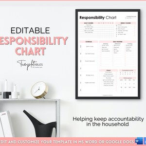 EDITABLE Responsibility Chart, Family Chore Chart, Reward Chart for ...