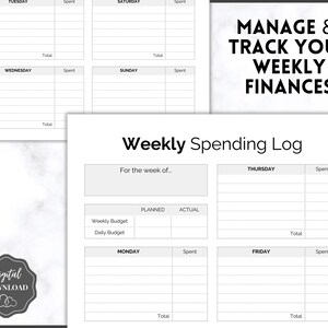 Weekly Spending Tracker, Printable Spending Log, Weekly Budget Planner ...
