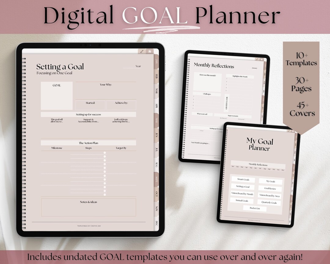 Goodnotes Digital Planner, Undated Digital GOAL Planner, Goals Tracker ...