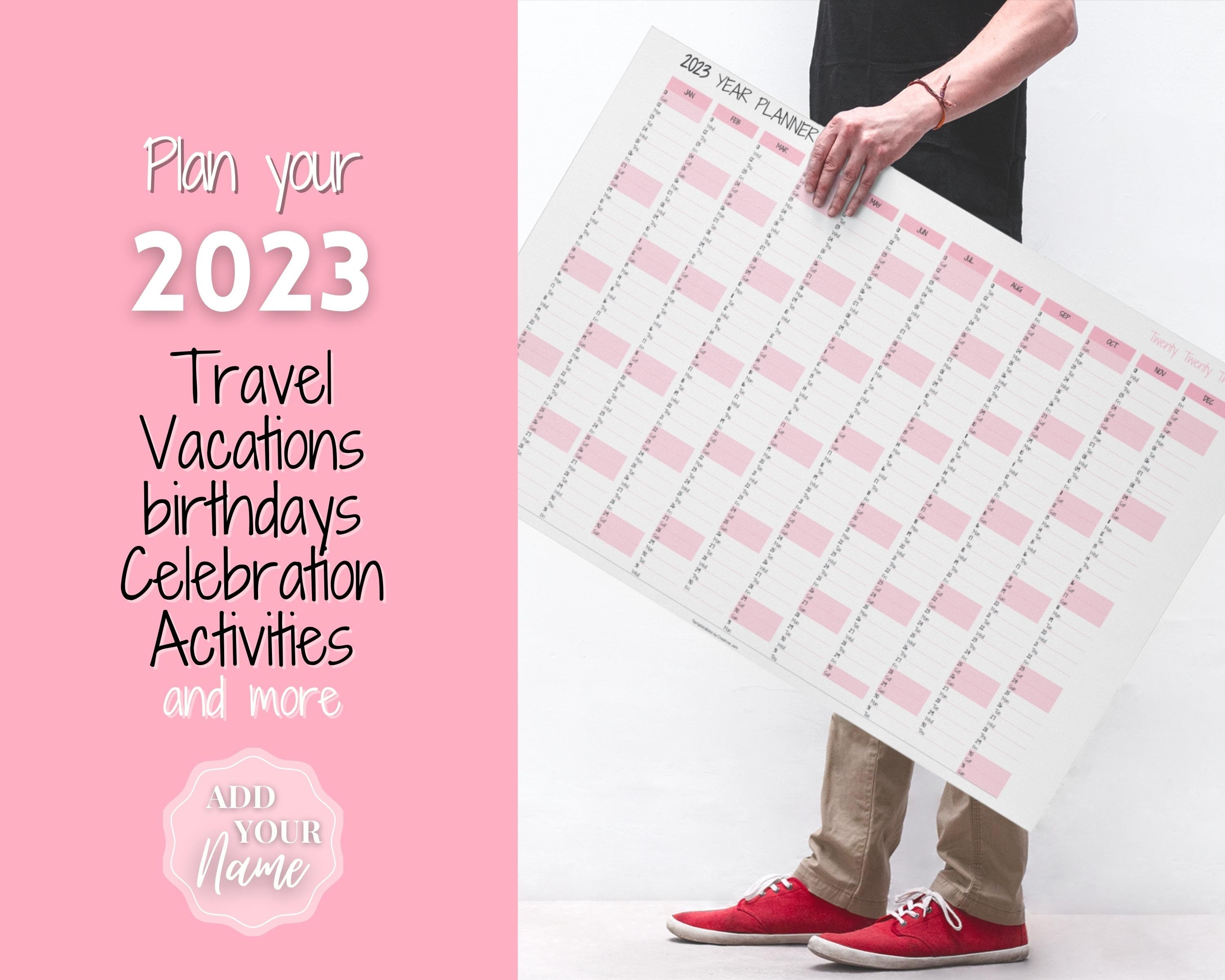 EDITABLE 2023 Wall Calendar Printable Large Yearly Calendar - Etsy Canada