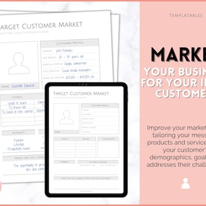 Customer Avatar Worksheet, Target Customer Market Template, Client ...