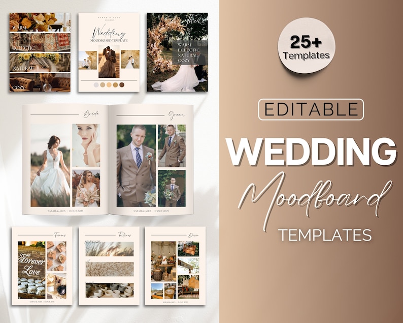 Wedding Mood Board Template, Editable Wedding Vision Board, Digital ...