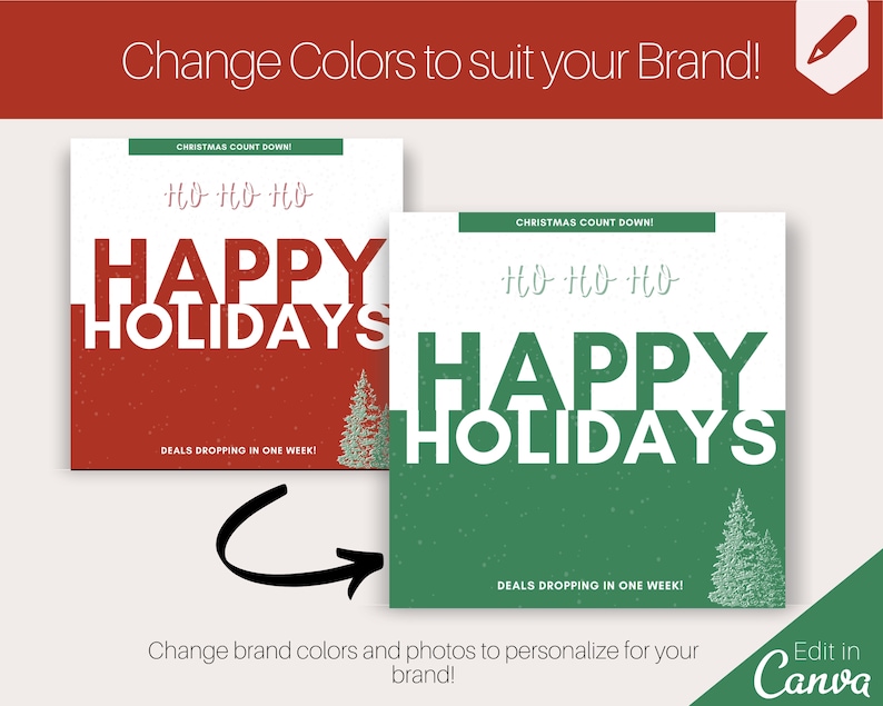 Happy Holiday Facebook Post Templates. Christmas Canva | Etsy