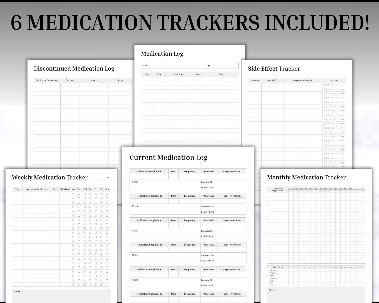 Medication Tracker Bundle, Printable Daily Medicine Log, Medication ...