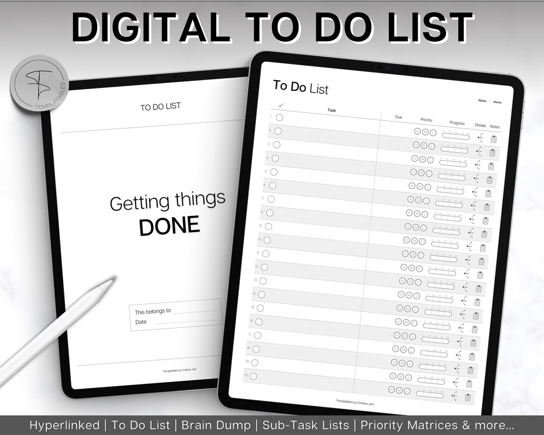 Goodnotes to Do List, Hyperlinked to Do List for Digital Planners, to ...
