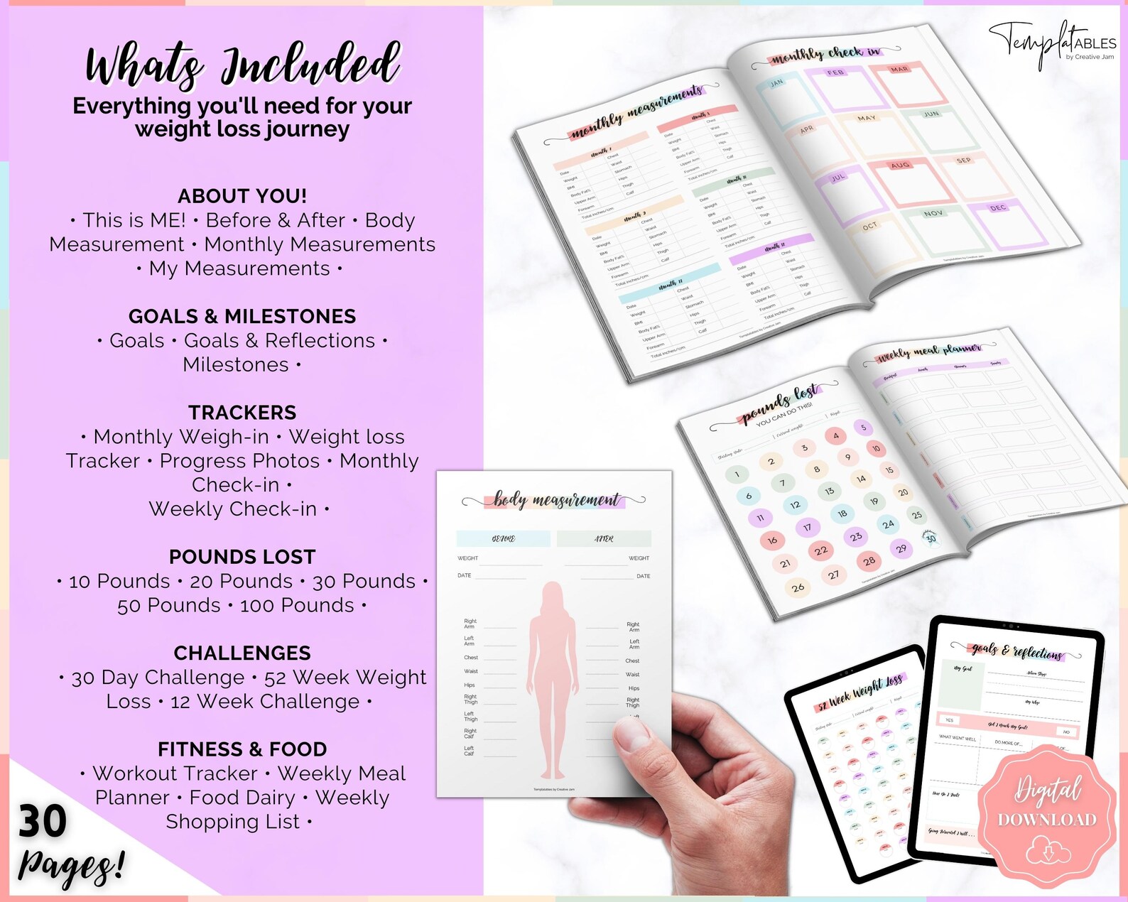 Weight Loss Journal, Weightloss Tracker, Fitness Planner Printable ...