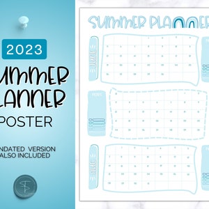 2023 Summer Poster, Kids Summer Calendar, Summer Countdown, Printable ...
