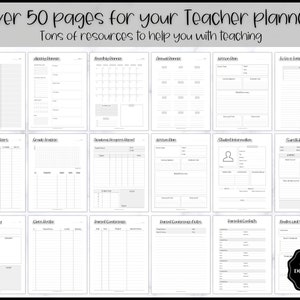 TEACHER Planner Printable, 50+ Pg BUNDLE, Homeschool Teacher, Academic ...
