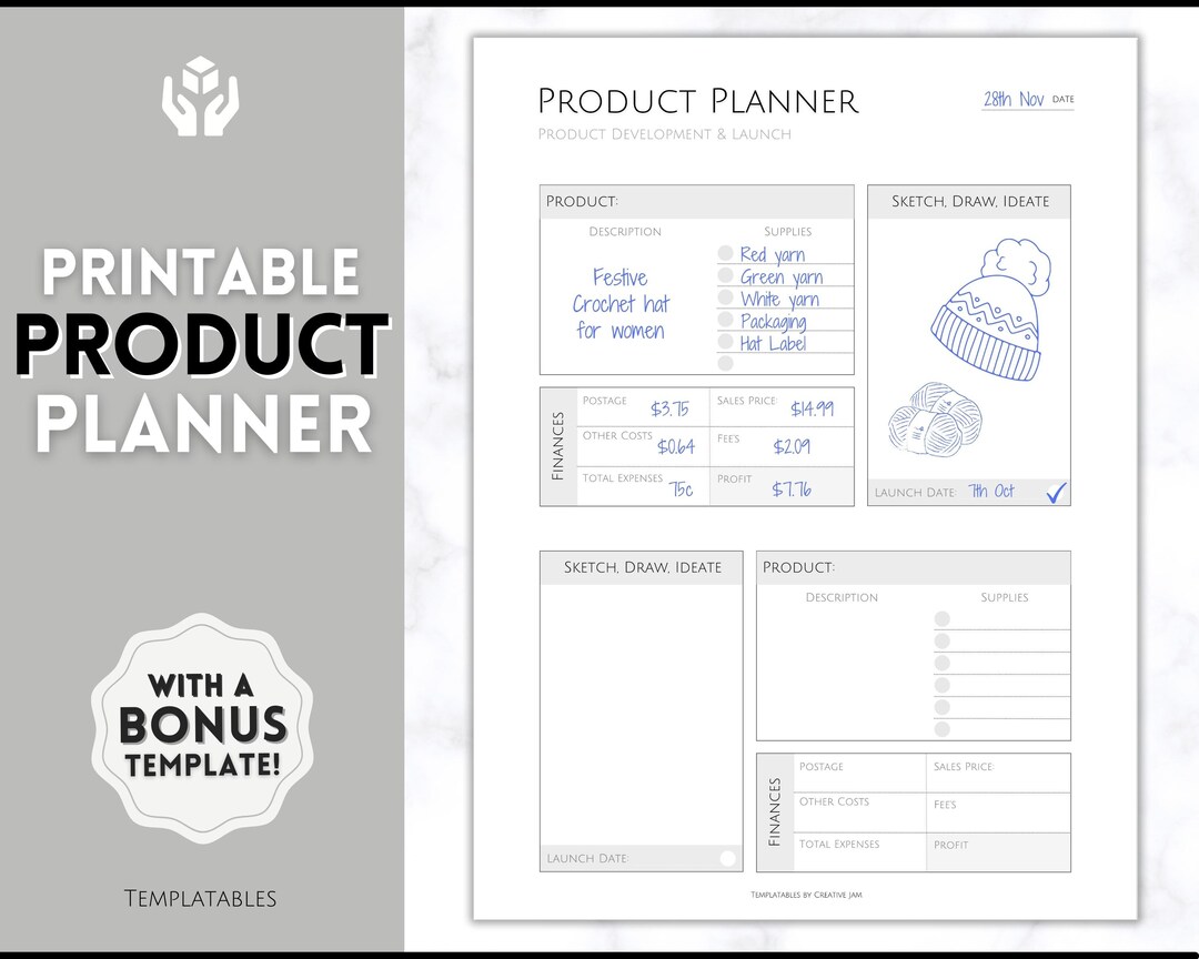 Product Planner Template, Small Business Plan, Printable Product Launch ...