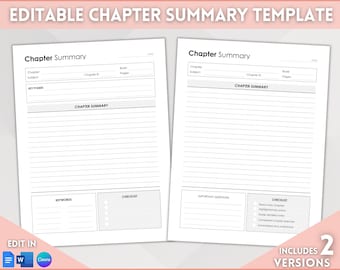 Chapter Review Template - Etsy