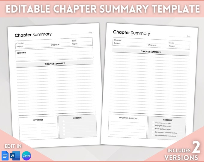 PRINTABLE Student Review Templates Homeschool Printable Chapter Review ...