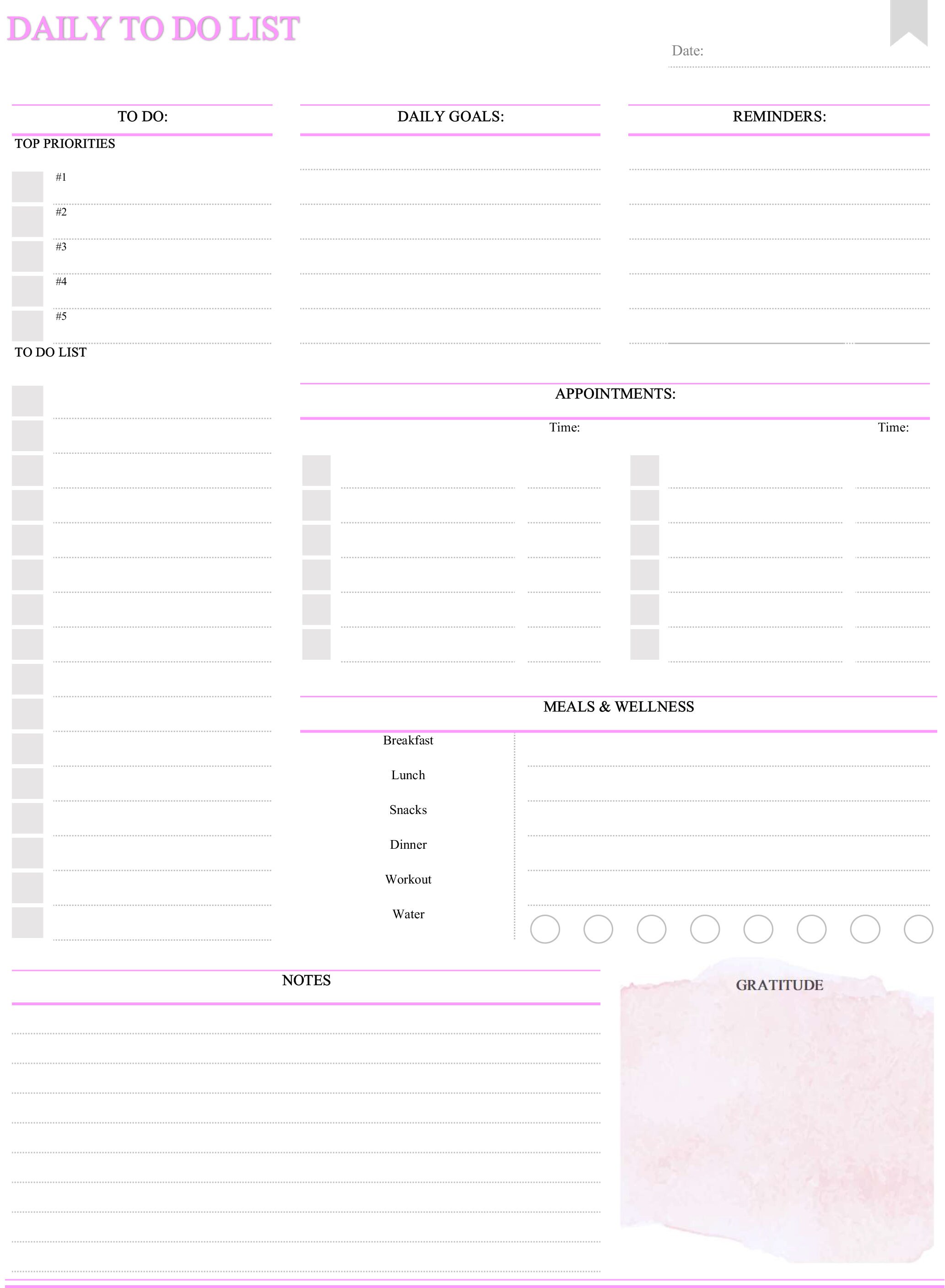 To do List Productivity Planner Checklist. Printable with Goal | Etsy