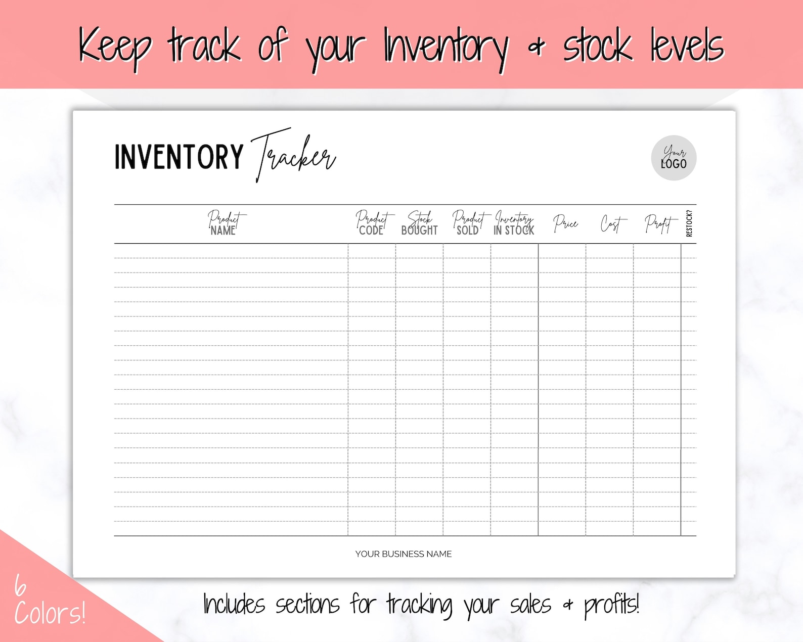 Inventory Management Form Small Business Inventory Tracker - Etsy UK