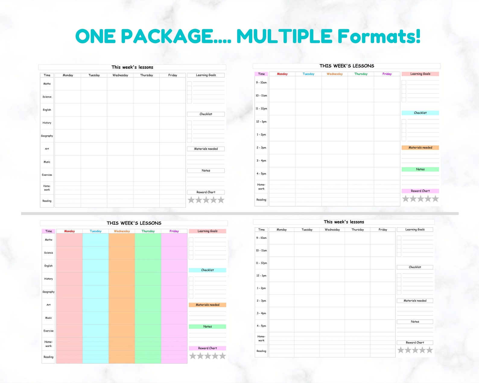 EDITABLE Weekly Homeschool LESSON PLANNER Home Schooling - Etsy