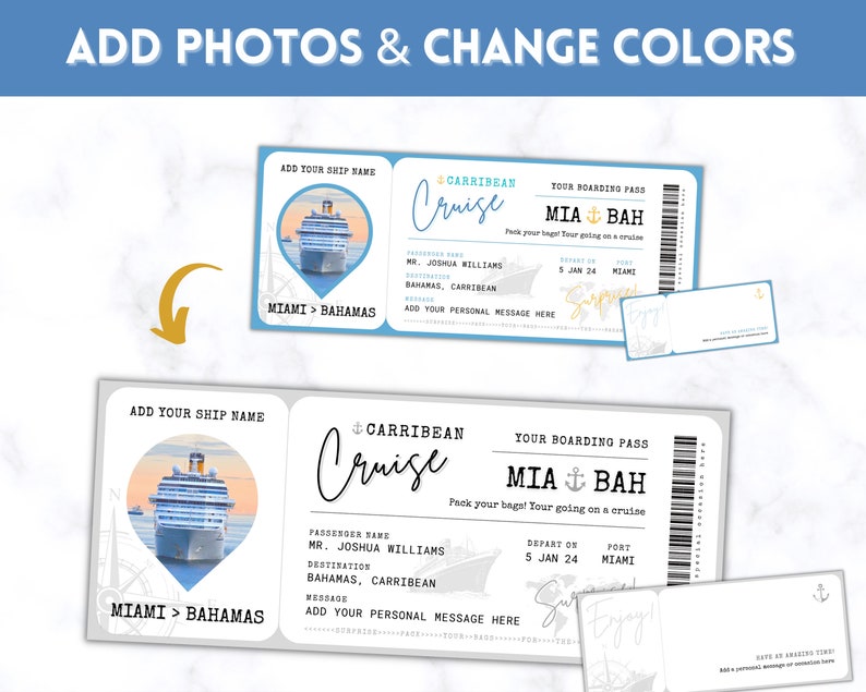 EDITABLE Cruise Ticket Template, CRUISE Boarding Pass, Cruise Ticket ...