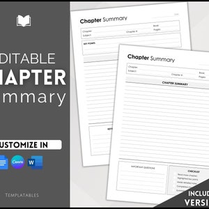 EDITABLE Chapter Summary Template, Study Guide, Textbook Outline Review ...