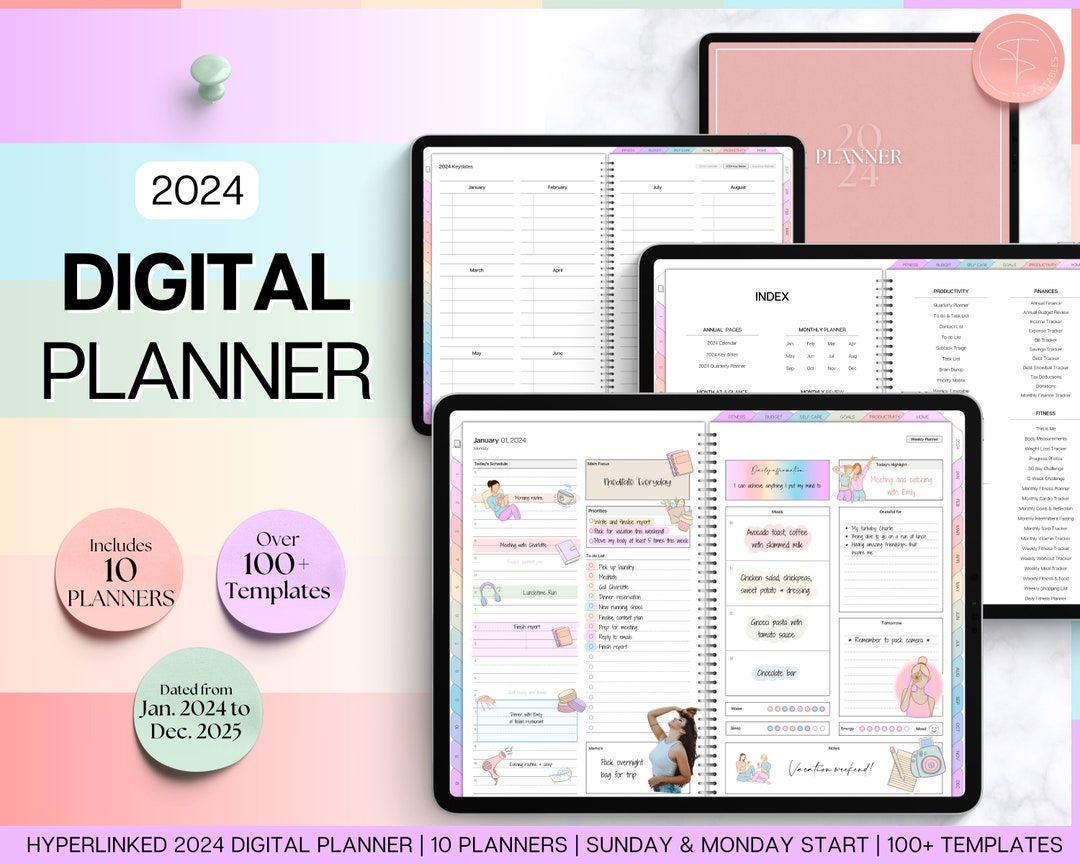 Digital Life Planner, 2024 2025 Goodnotes Planner, COLORFUL Daily ...