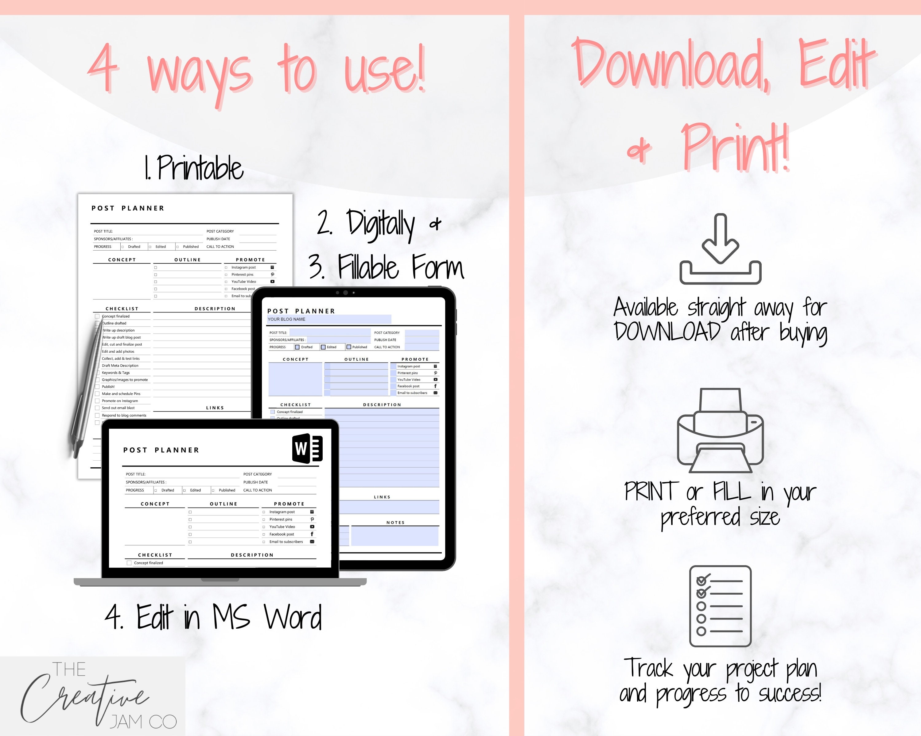 EDITABLE Blog Post Planner Templates! Blogger Bundle! Blog Content ...