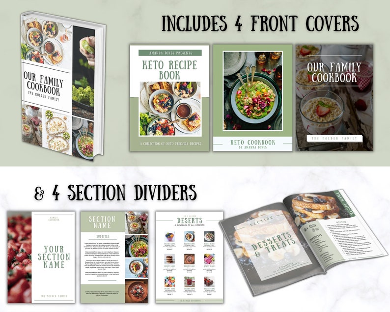 Cookbook Template, Canva Recipe Book Template, Editable Ebook, Recipe ...